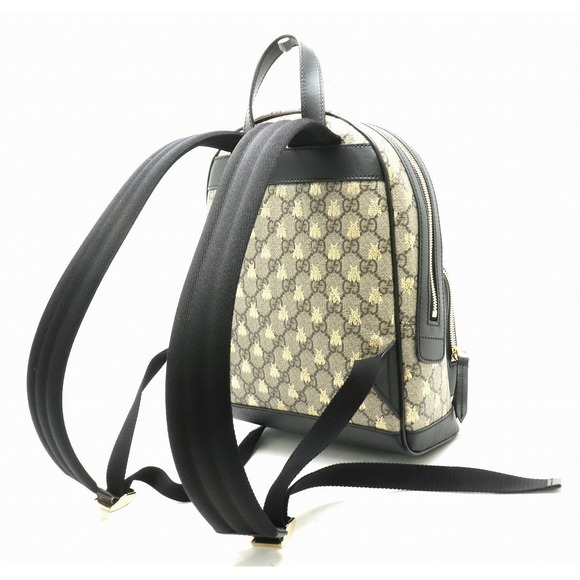Gucci | Bags | Gucci Bee Backpack Beige Gg Black Small Supreme Leather ...